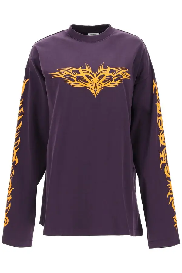 Button Down Vetements Gothic Shirt Sleeve Gothic Logo Orange